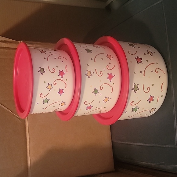 Tupperware | Kitchen | 3 Pc Tupperware Canister Set Confetti Stars ...